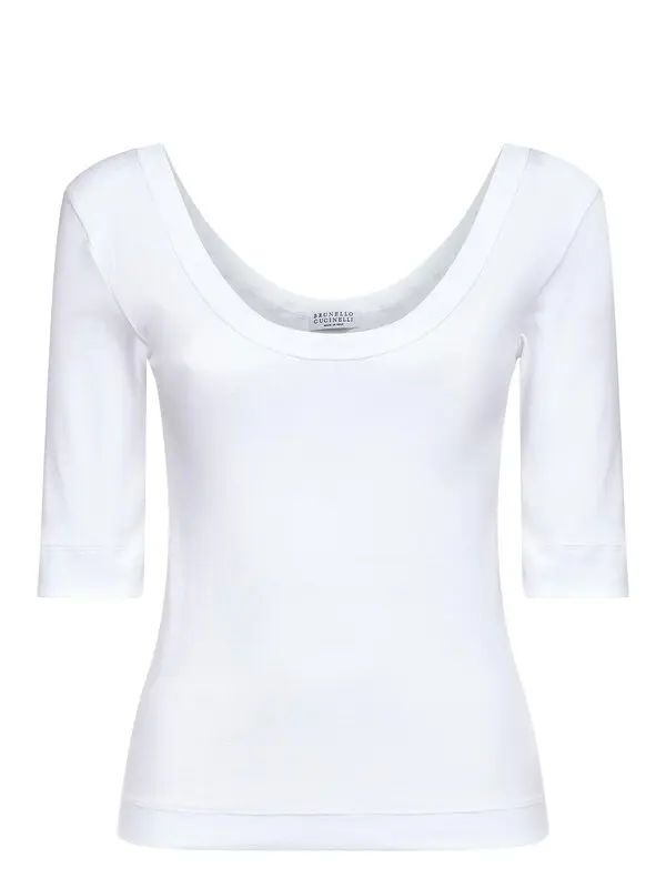 Brunello Cucinelli Ribbed Stretch Cotton Jersey T-shirt - Multicolor