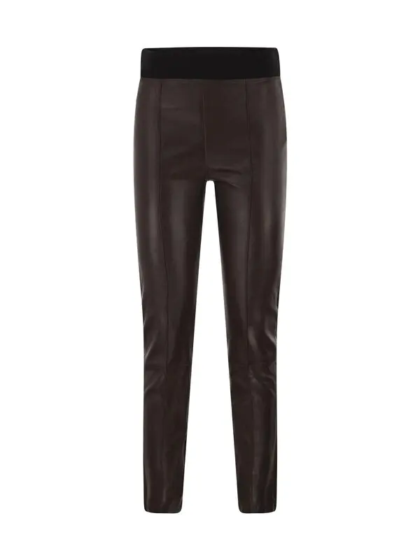Brunello Cucinelli Skinny Fit Stretch Nappa Leather Trousers - Brown