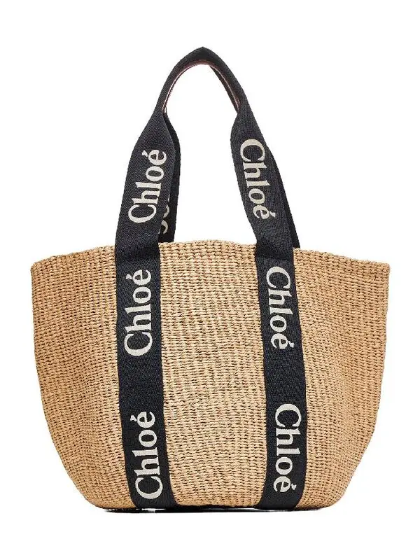 Chloé Woody Large Tote Bag In Raffia - Multicolor