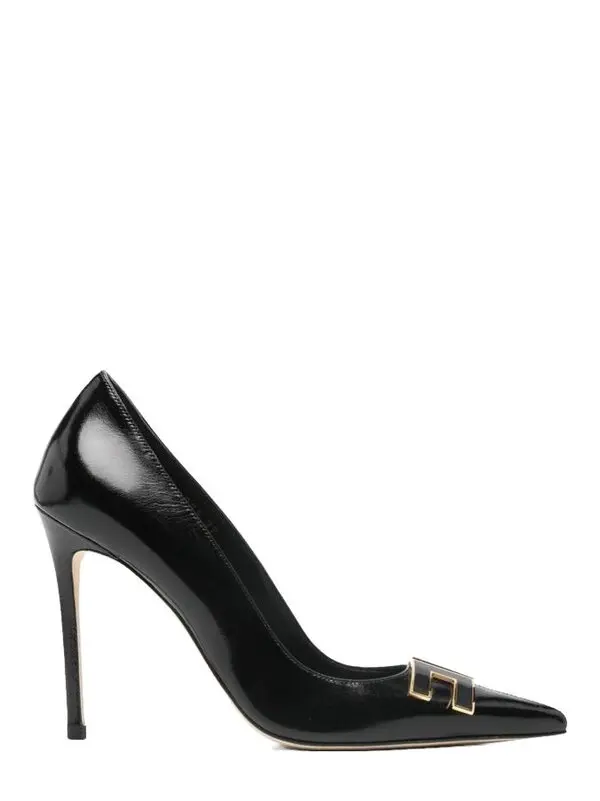 Elisabetta Franchi Logo-embellished Pointed-toe Stiletto Heels - Black