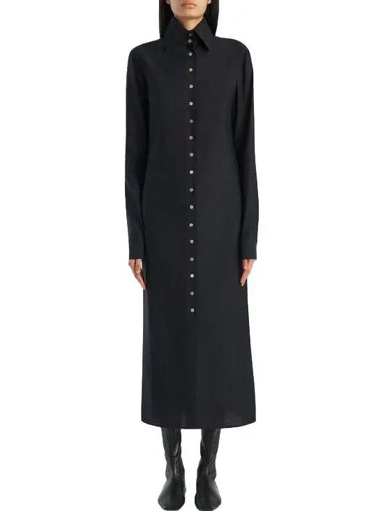 Khaite Ivanna Organza Midi Shirtdress - Black