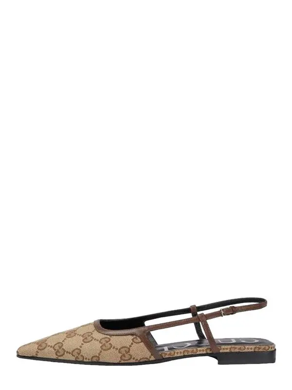 Gucci Gg Slingback Ballet Flat - Beige/ebony