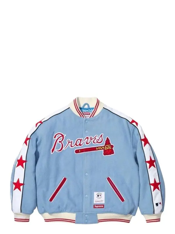 Supreme X Mitchell & Ness Ss26 Teams Varsity Jacket - Light Blue