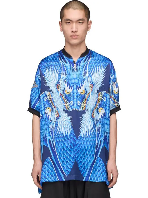 Adidas Y-3 Blue Satin Graphic Jersey - Multicolor