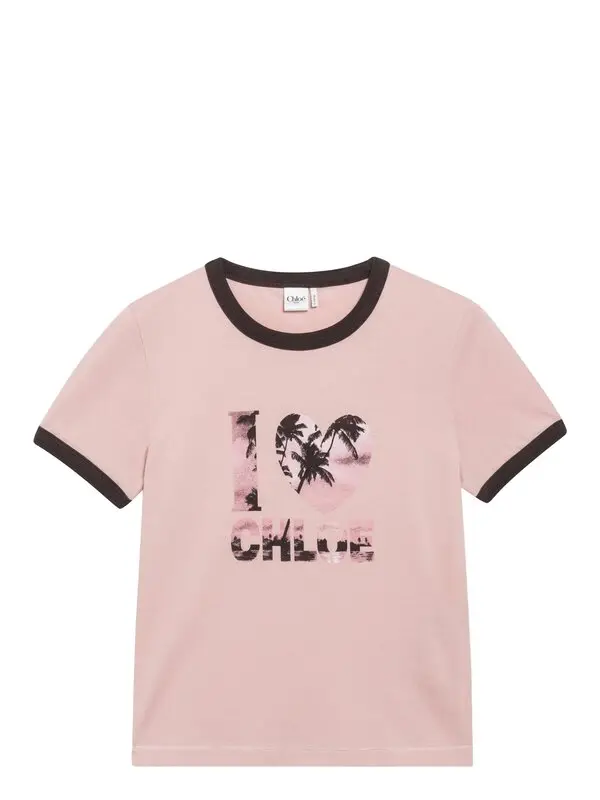 Chloé Cotton T-shirt With Graphic Logo - Pink