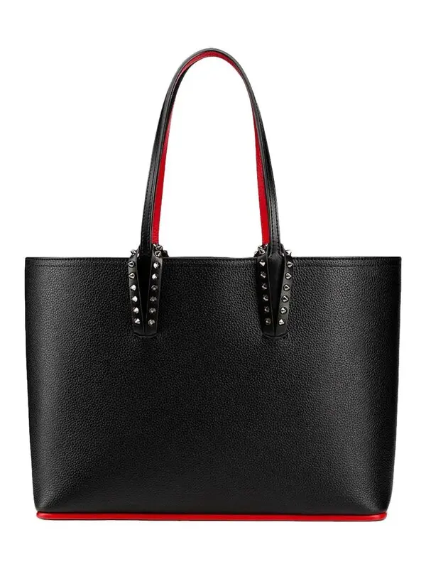 CHRISTIAN LOUBOUTIN Calf Leather Tote Bag With Silver Tone Studs - Black