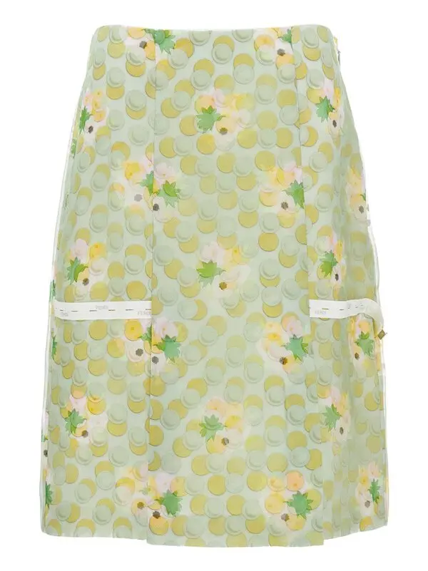 Fendi Midi Organza Skirt With Floral Print - Multicolor