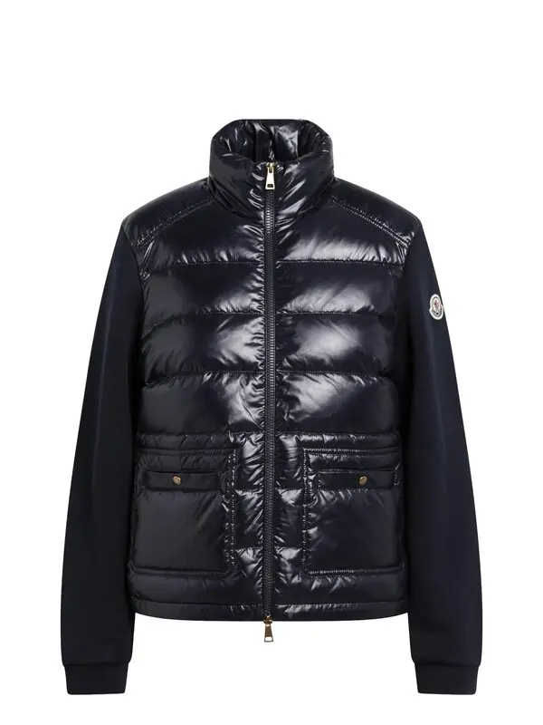 Moncler Quilted Paneled Zip-up Sweatshirt - Blue