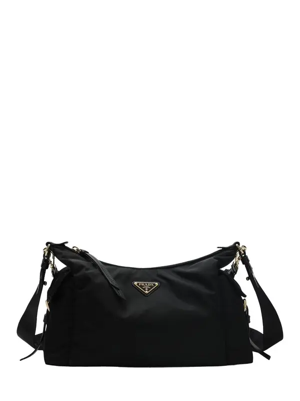 Prada Large Re-nylon And Leather Bag - Black
