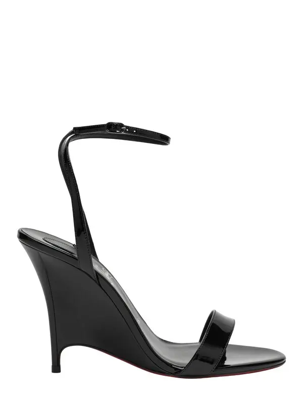 CHRISTIAN LOUBOUTIN Miss Z Patent Leather Wedge Sandals - Black