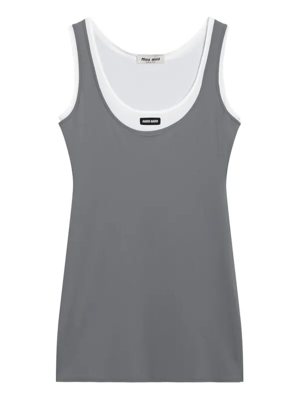 Miu Miu Short Stretch Jersey Dress - Gray