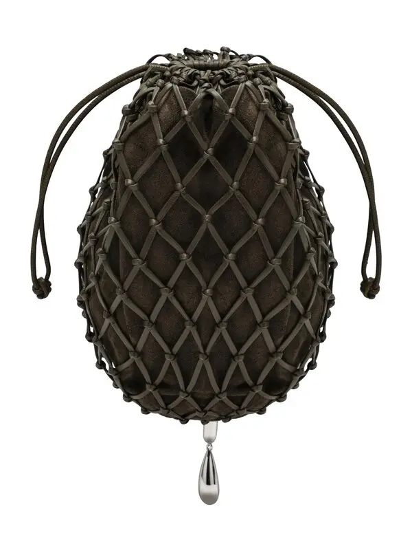 Savette Macrame Pouch In Calf Leather - Brown