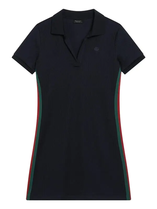 Gucci Cotton Jersey Dress With Web Detail - Blue
