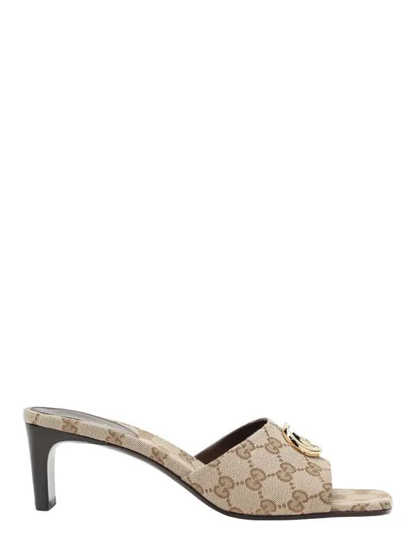 Gucci Gg Canvas Double G Slider Sandals - Cream