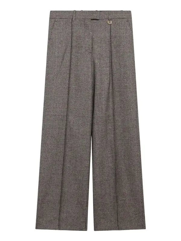Burberry Prince Of Wales Check Wool-blend Trousers - Cream