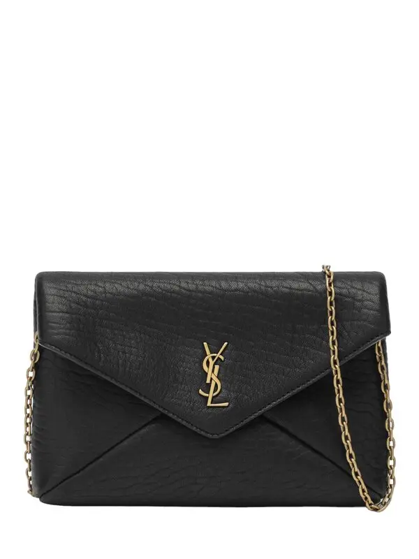 Saint Laurent Cassandre Chain Pouch In Lambskin Leather - Black