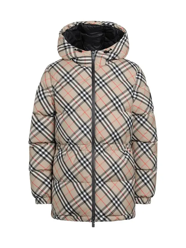 Burberry Check Nylon Puffer Jacket - Cream