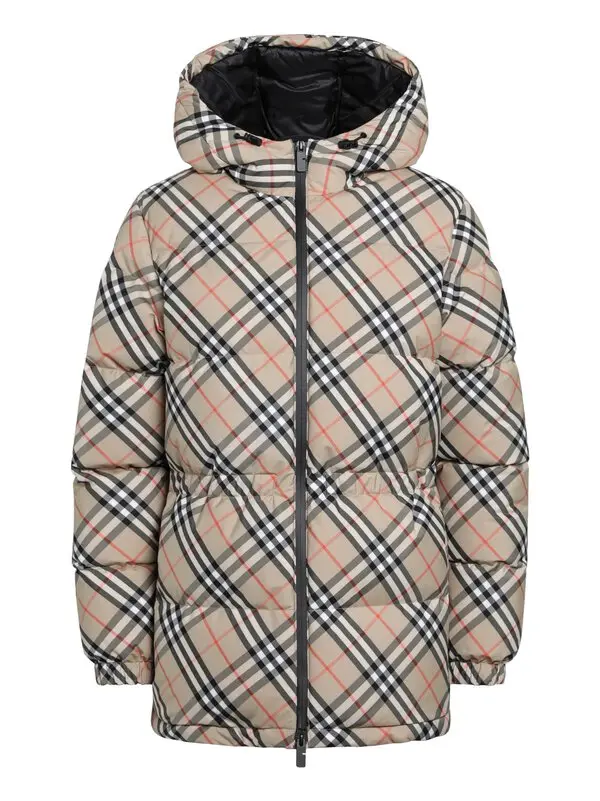 Burberry Check Nylon Puffer Jacket - Cream