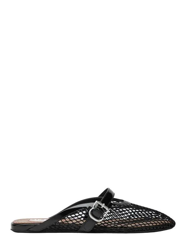 Alaïa Flat Mesh Mule With Buckle Strap - Black