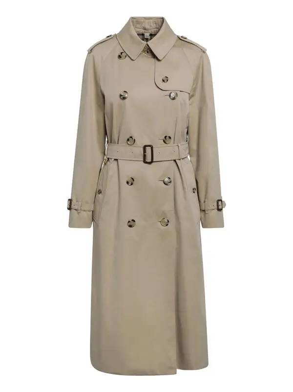 Burberry Long Cotton Gabardine Trench Coat - Cream