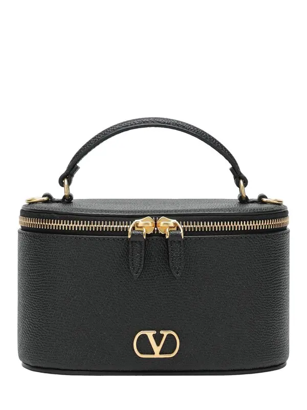 Valentino Garavani Vlogo Signature Mini Vanity Bag In Leather - Black