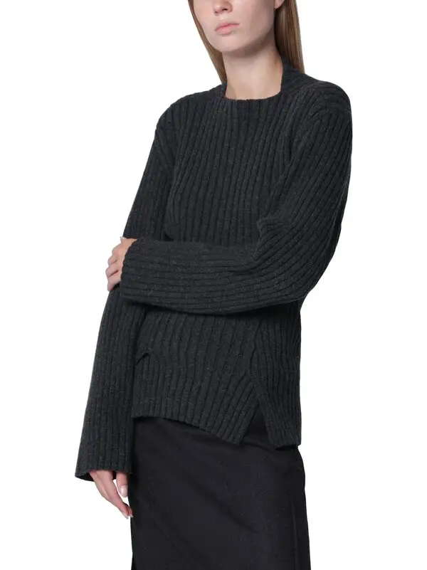 Victoria Beckham Ribbed Wool And Cashmere Blend Sweater - Brown