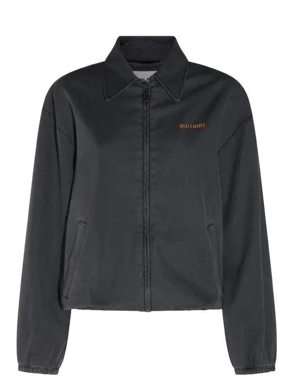 Miu Miu Zip-up Cotton Jacket - Black