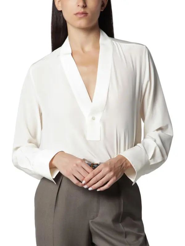 Victoria Beckham Silk V-neck Blouse - White
