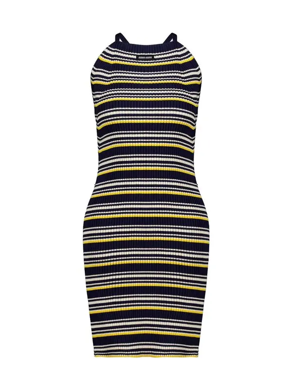 Miu Miu Striped Knit Dress - Blue