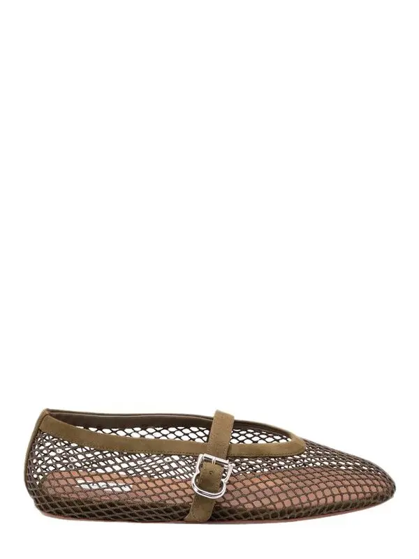 Alaïa Mesh Ballet Flats With Suede Trim And Buckle Fastening - White