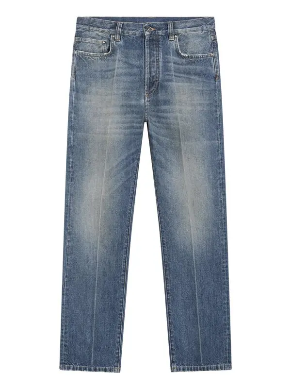 Versace Distressed Straight-leg Jeans In Denim - Blue