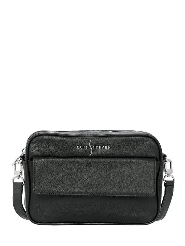 LUIS STEVEN Camera Bag Pebble Leather Crossbody - Black