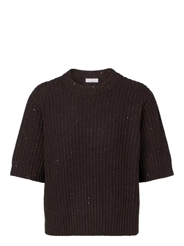Brunello Cucinelli Ribbed-knit Cashmere And Wool-blend Sweater - Brown
