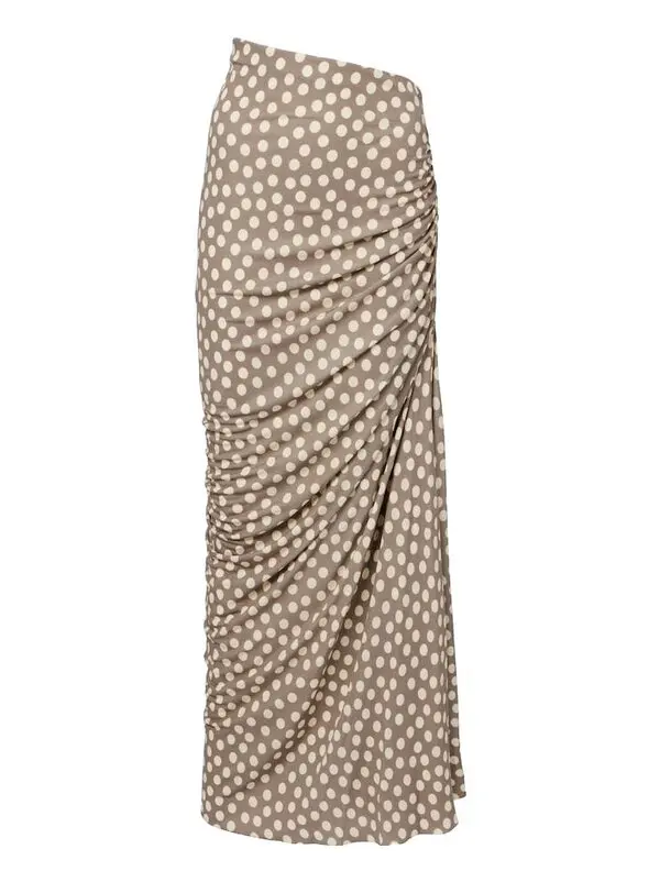 Alaïa Gathered Polka-dot Maxi Skirt - Grey