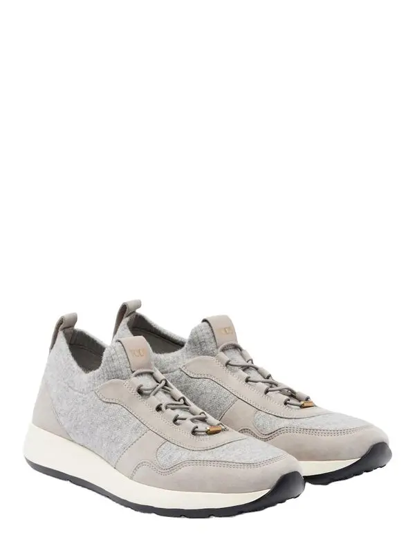 TOD'S Suede-trimmed Sneakers - Grey