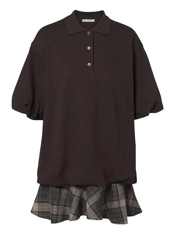 Acne Studios Checked Layered Cotton-blend Polo Dress - Brown