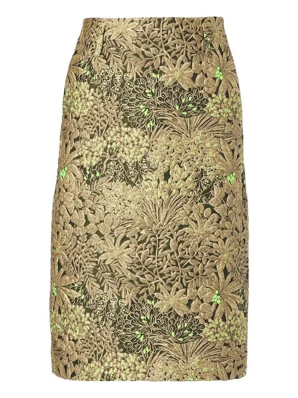 Dries Van Noten Floral Midi Skirt - Beige