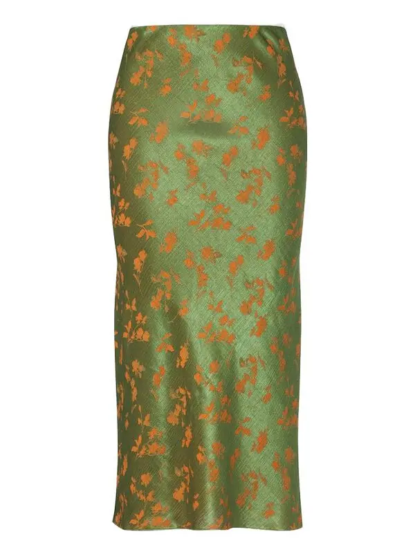 Dries Van Noten Floral Print Midi Skirt - Green