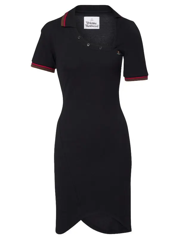 VIVIENNE WESTWOOD Asymmetrical Cotton Piqué Polo Dress - Black