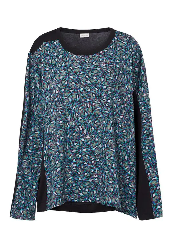 Dries Van Noten Printed Cotton Jersey Top - Blue