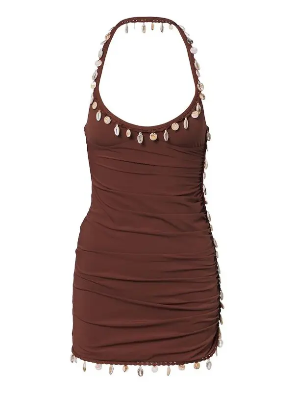 Christopher Esber Embellished Jersey Minidress - Brown