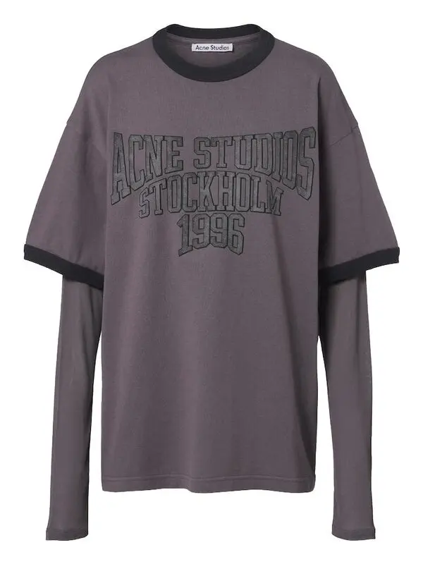 Acne Studios Layered Printed Cotton T-shirt - Grey