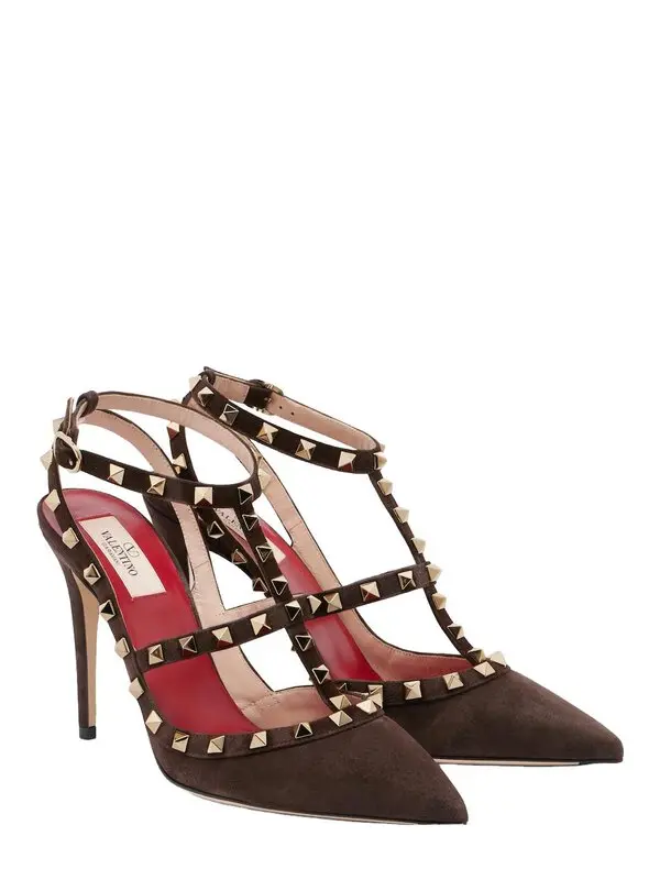 Valentino Garavani Rockstud Suede Pumps - Brown