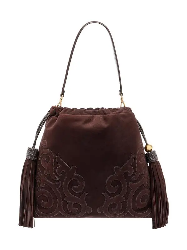 Etro Kalispera Medium Suede Shoulder Bag - Brown