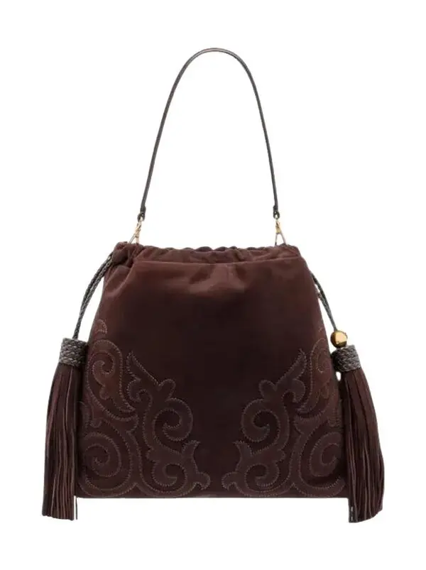 Etro Kalispera Medium Suede Shoulder Bag - Brown