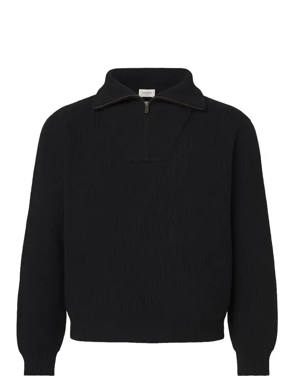 Saint Laurent Ribbed Wool Half-zip Sweater - Black