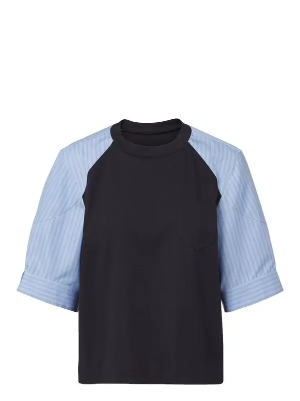 Sacai Striped Cotton T-shirt - Blue