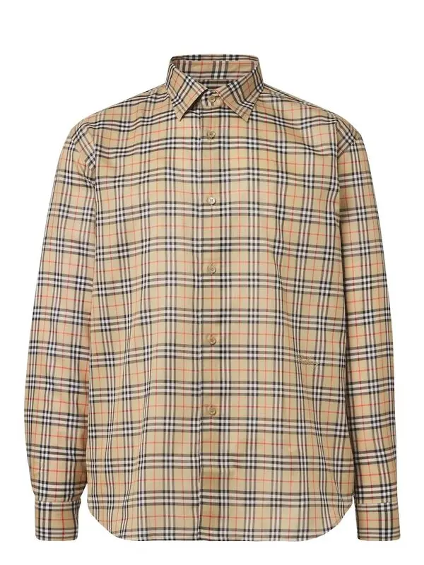 Burberry Check Cotton Shirt - Beige