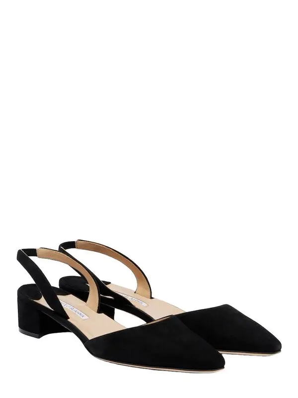 Manolo Blahnik Aspro Leather Slingback Pumps - Black