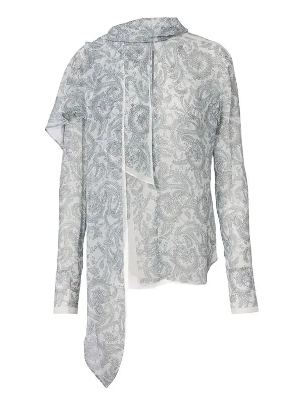 Acne Studios Caped Paisley Silk Crêpe Blouse - Blue